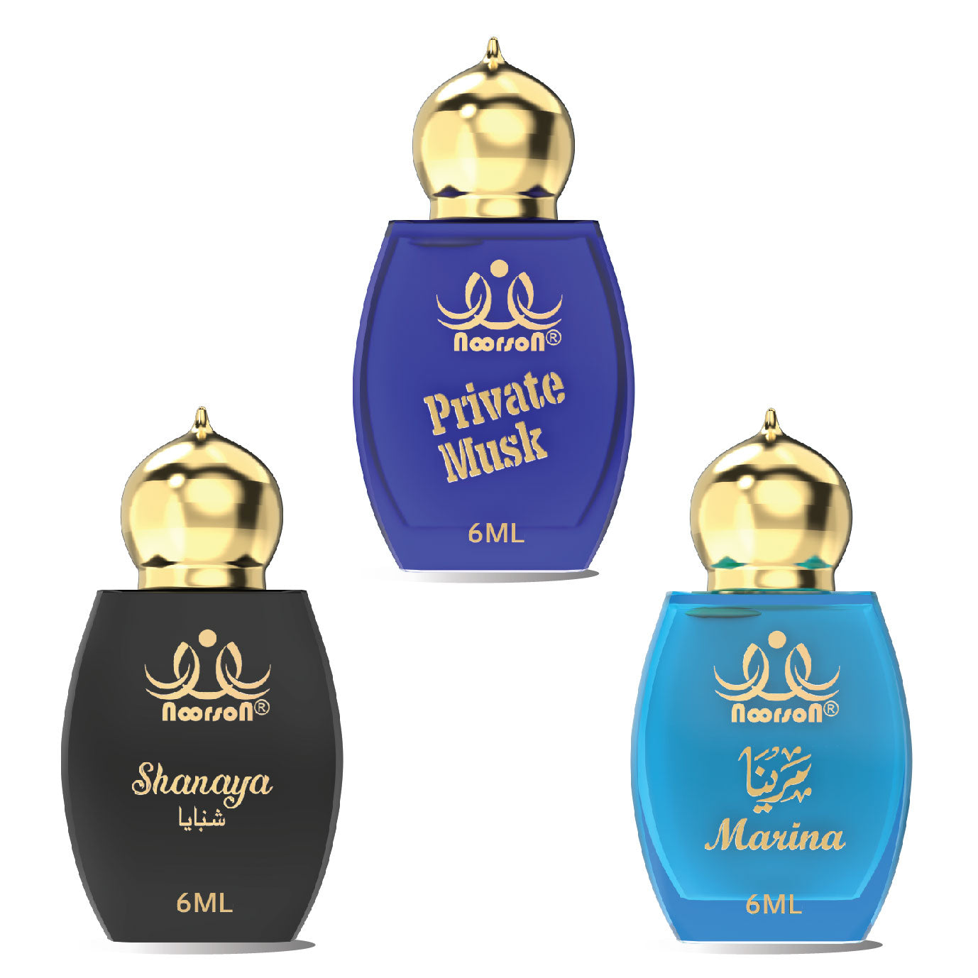 3 Pcs Attar Set Shanaya, Private Musk & Marina 06Ml Each – Noorson