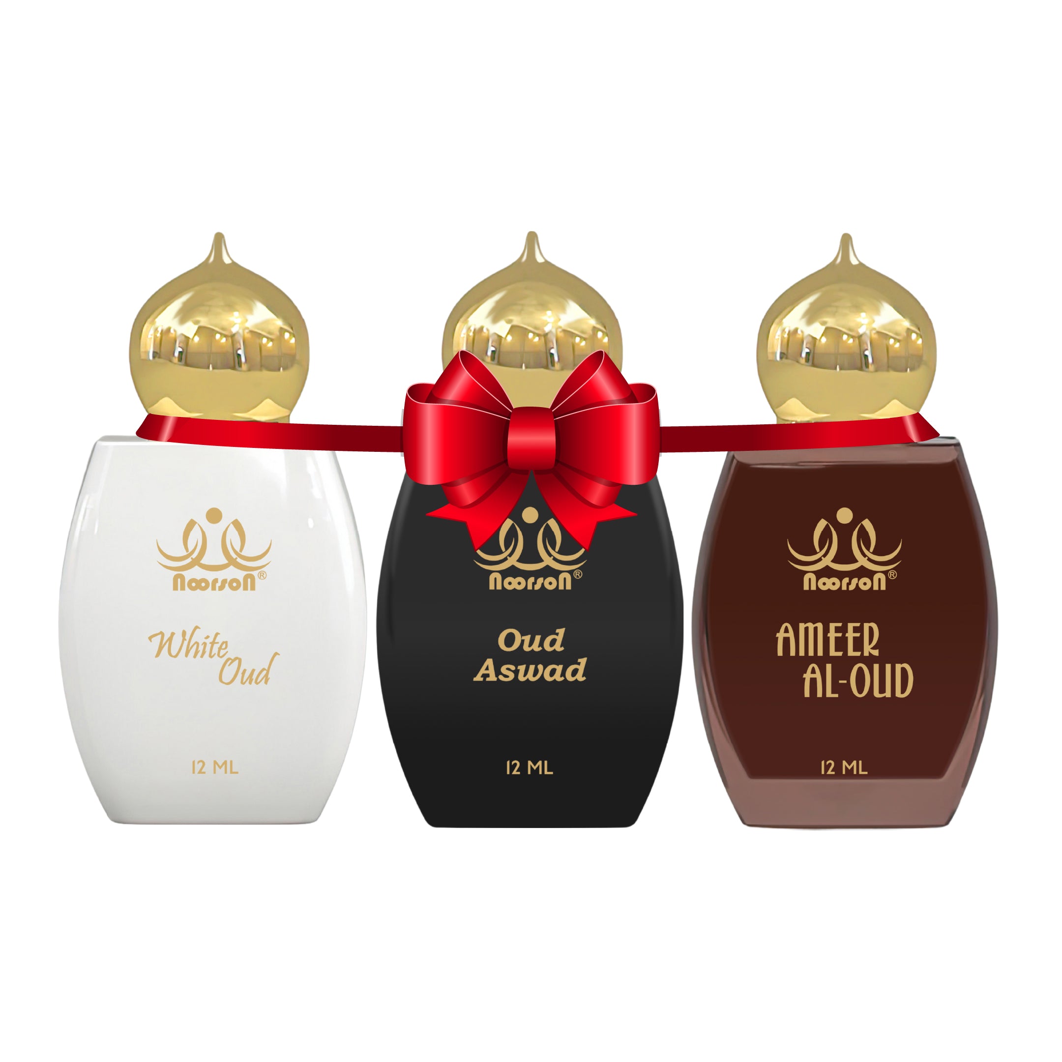 3 Pcs Attar Set White Oud, Oud Aswad And Ameer Al Oud 12 Ml Each – Noorson